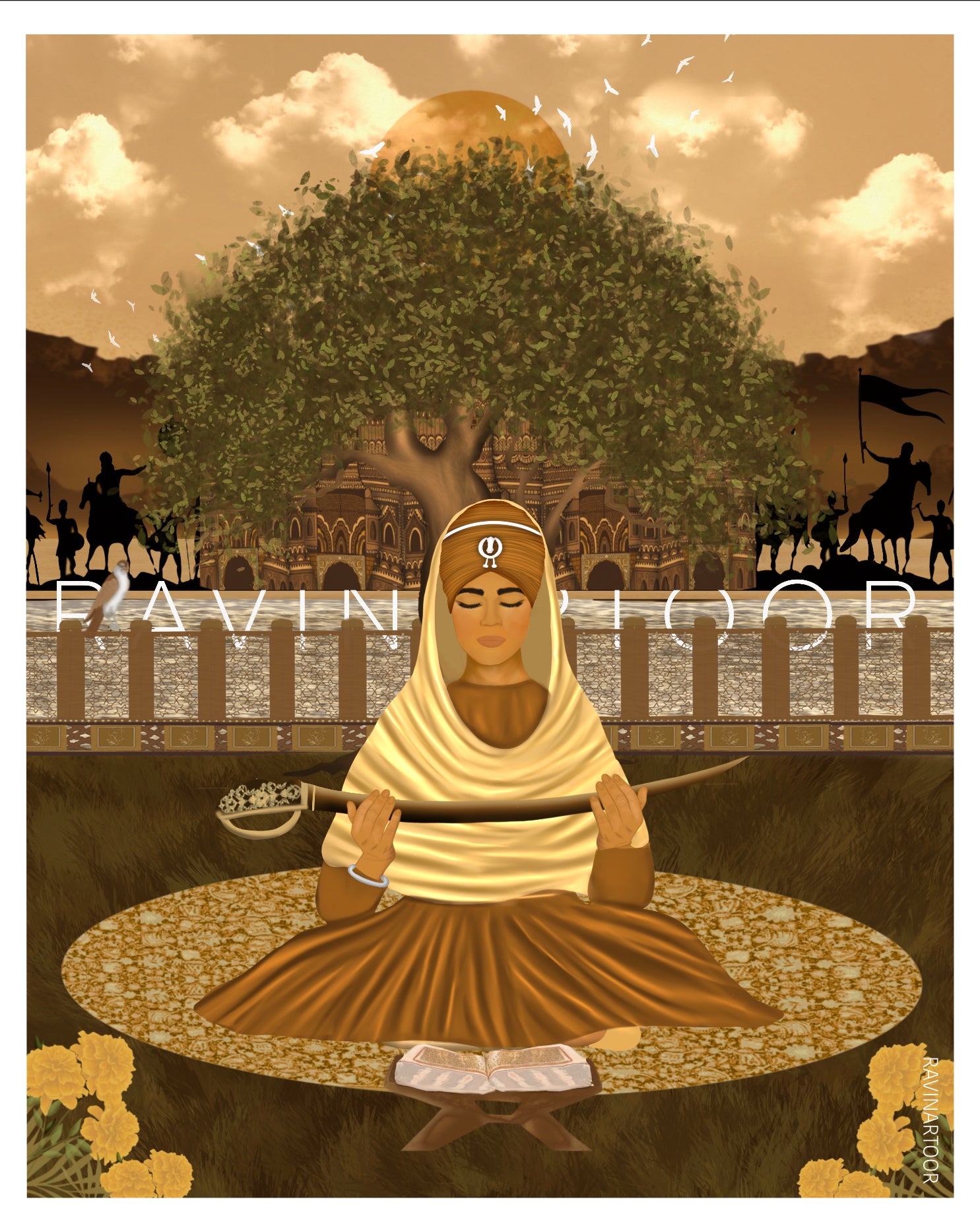 The Spiritual Mother | Sikh Art Print – RAVINARTOOR